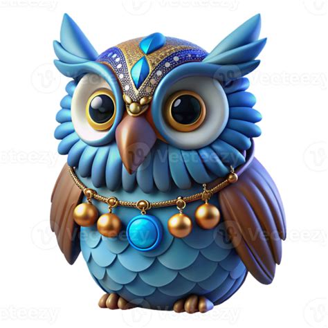 Vibrant Vintage Adorned Owl 3d Render High Resolution 56603222 Png