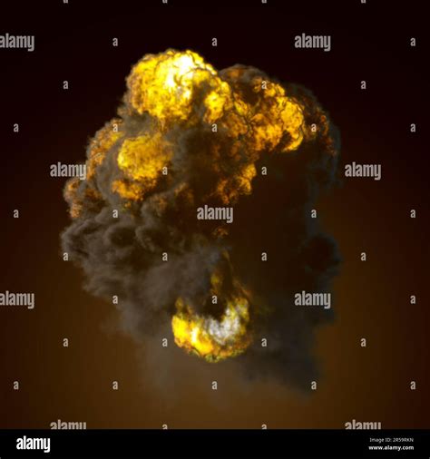 Explosion Mushroom Shape Cloud With Fire And Smoke Illustration Stock