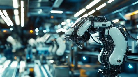 Advanced Robotic Arms Automate Assembly Line Tasks In A Futuristic