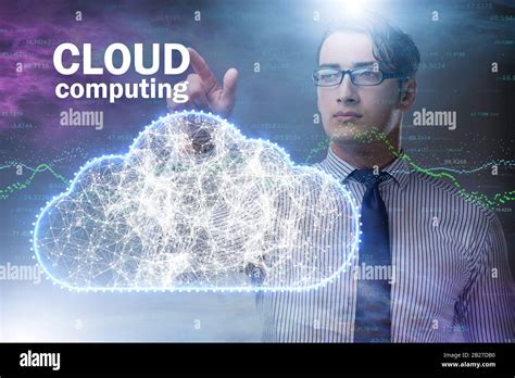 The Cloud Computing Concept With Woman Pressing Buttons Stock Photo Alamy
