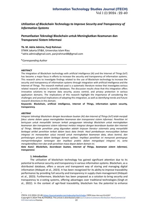 Pdf Utilization Of Blockchain Technology To Improve Security And Transparency Of Information