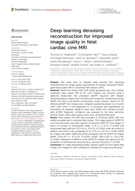 PDF Deep Learning Denoising Reconstruction For Improved Image Quality In Fetal Cardiac Cine MRI