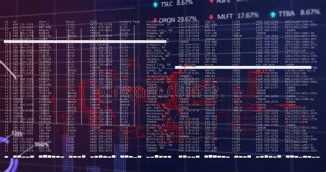 Data Table Being Animated On Dashboard Showing Red 3d Wireframe Charts And Colored Metric