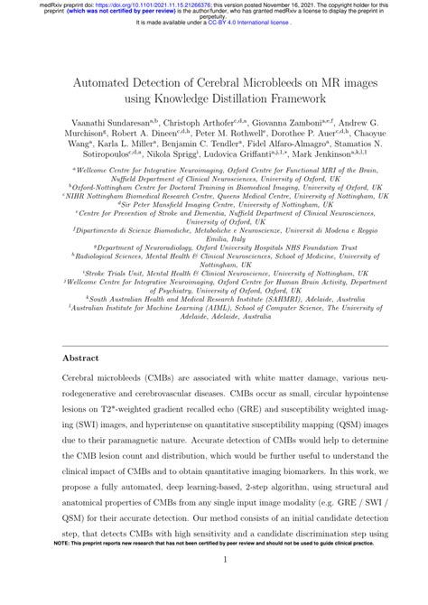 Pdf Automated Detection Of Cerebral Microbleeds On Mr Images Using