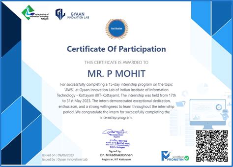 mohit p on linkedin received certification for internship in aws at