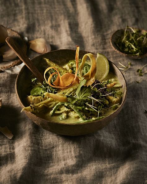 Spiced Parsnip And Coconut Stew With Black Quinoa And Parsnip Crisps