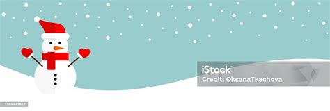 빨간색 모자 장갑 스카프를 입은 눈사람 눈이 내리는 파란색과 흰색 배경 크리스마스 배너 플랫 벡터 일러스트레이션 0명에 대한 스톡 벡터 아트 및 기타 이미지 Istock