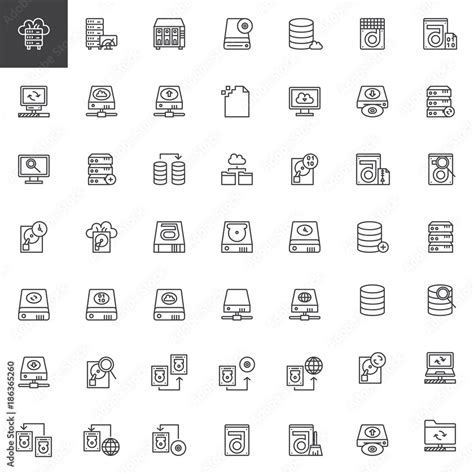 Data Recovery Line Icons Set Outline Vector Symbol Collection Linear