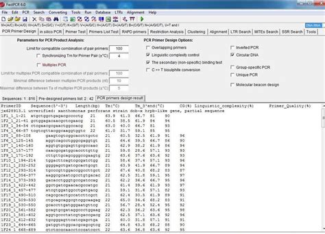 Fastpcr Primer Design Workflow Showing List Of Primers Designed For