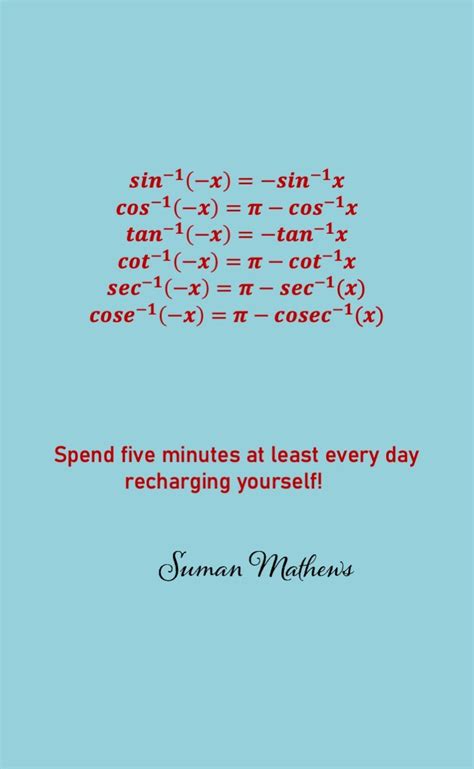 Class Twelve Math Inverse Trigonometric Formulas Of Negative Angles Class Maths Th Maths