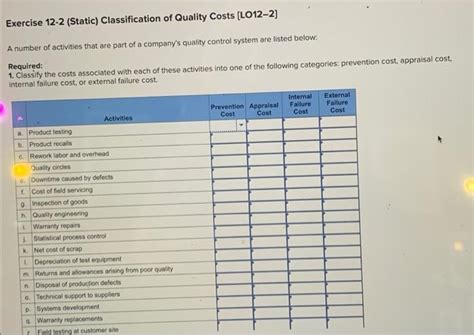 solved exercise 12 2 static classification of quality
