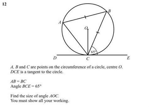 solved 12 a b and c are points on the circumference of a circle