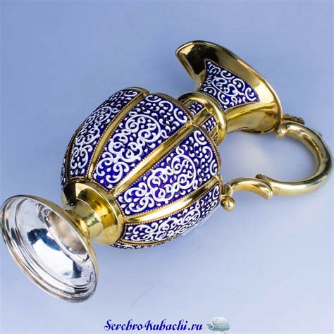 Серебряный кувшин с эмалью. 875 пр. Объем 1500 мл