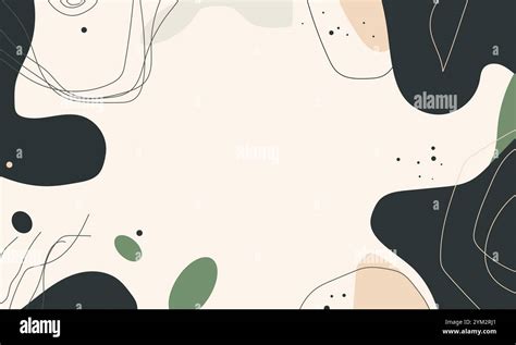 Abstract Flat Vector Background With Simple Shapes And Organic Forms Muted Green Color Palette