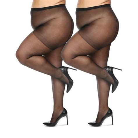 Memoi Womens 2 Pack Plus Size Satin Sheer Nylon Pantyhose Mens