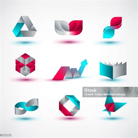 최소한의 기하학적 다 색 기호 및 도형 세트입니다 최신 유행 아이콘 그리고 Icontypes입니다 비즈니스 표지판 기호 레이블 배지 프레임 및 테두리 로고에 대한 스톡 벡터