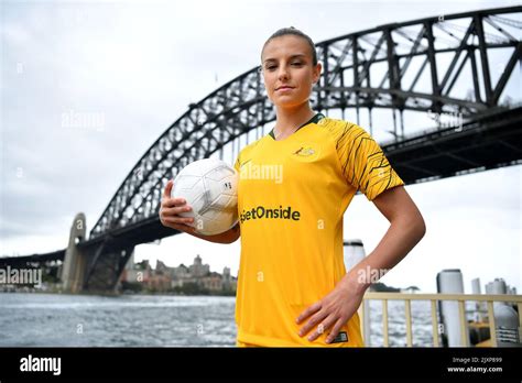 Matildas Player Chloe Logarzo Poses For A Photograph Following A