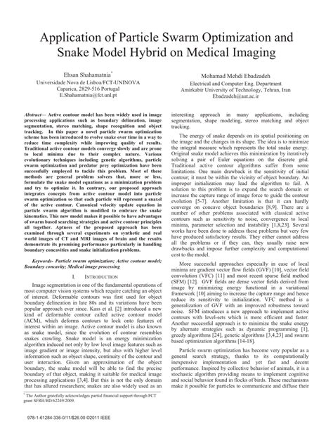PDF Application Of Particle Swarm Optimization And Snake Model Hybrid On Medical Imaging