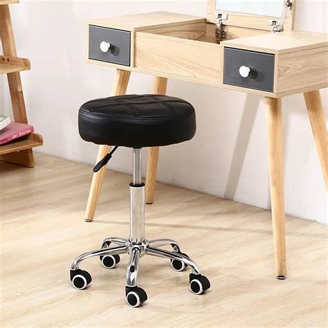 Inbox Zero Round Adjustable Height Swivel Stool With Wheels For Office