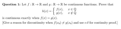 solved question 1 let f r→r and g r→r be continuous