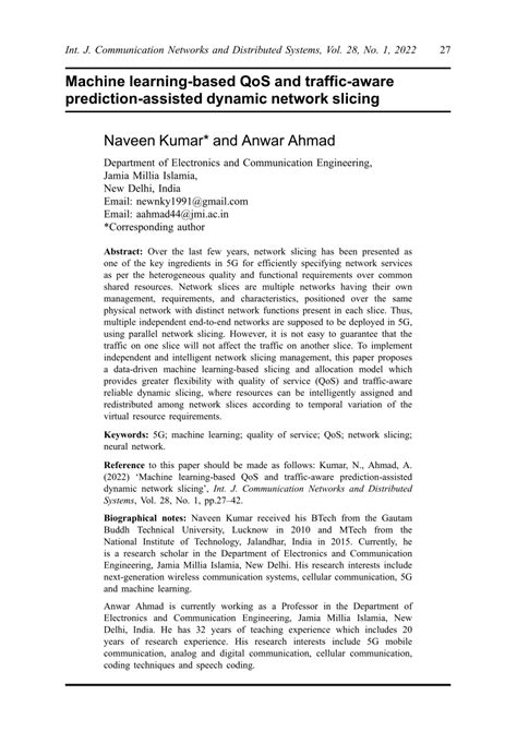 Pdf Machine Learning Based Qos And Traffic Aware Prediction Assisted