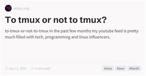 To Tmux Or Not To Tmux