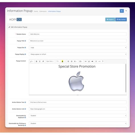 Opencart Information Popup