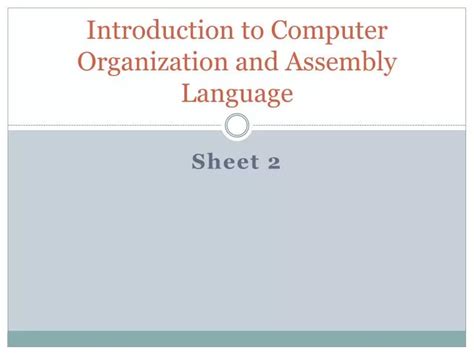 Ppt Computer Organization And Assembly Language Overview Powerpoint Presentation Id1557356