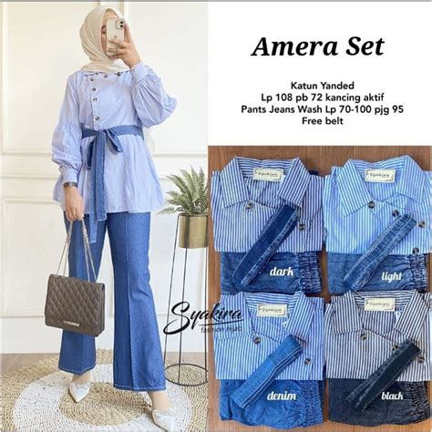 Jual READY JS AMEERA SET ON MOD KENZI SETELAN JEANS Shopee Indonesia