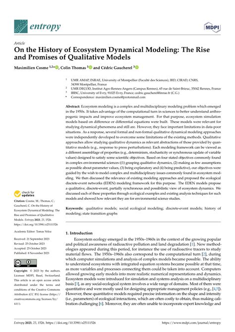 pdf on the history of ecosystem dynamical modeling the rise and