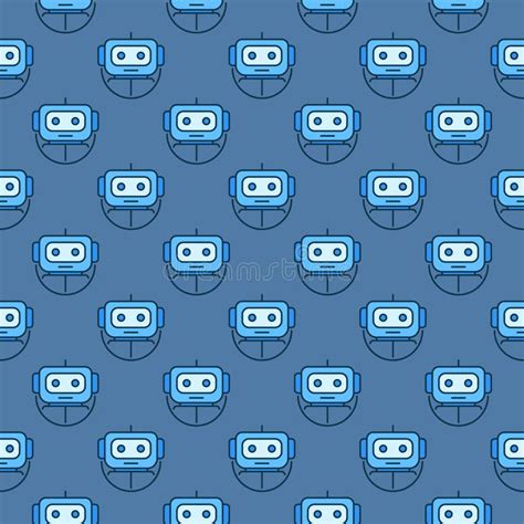 Chatbot Round Vector Robot Support Colored Seamless Pattern Stock