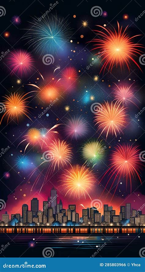 colorful fireworks exploding in the night sky over a city ai generated