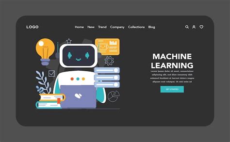 Premium Vector Ai Integration Dark Or Night Mode Web Landing Artificial Intelligence And Human
