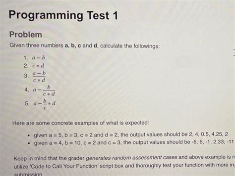 Programming Test 1 Problem Given Three Numbers A B