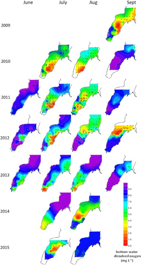 Areal Distribution Of Bottom Water Dissolved Oxygen Concentrations