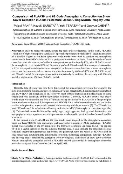 Comparison Of Flaash And 6s Code Atmospheric Correction On Snow Cover Detection In Akita