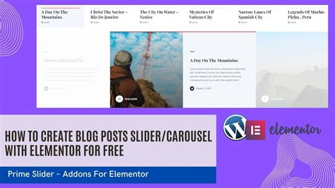 how to create elementor blog posts slider carousel for free youtube