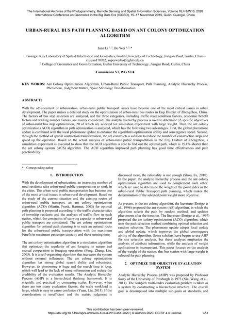 pdf urban rural bus path planning based on ant colony optimization