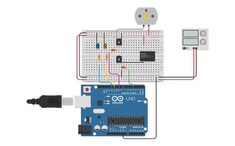 circuit design relay and dc motor control tinkercad