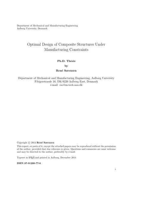 Pdf Optimal Design Of Composite Structures Under Manufacturing Constraints