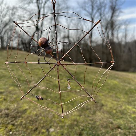 Copper Spider Web Hanging Decoration Wirestorm Creations