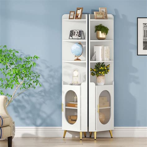 Tribesigns 73 Tall Corner Shelf With Door 6 Tier Corner Storage