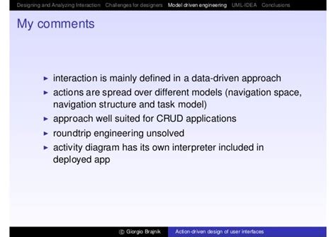 action driven design of user interfaces
