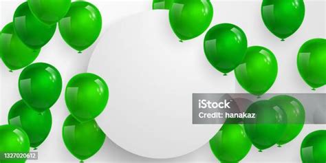 녹색 풍선 배경 축하 파티 배너 판매 벡터 그림입니다 그랜드 오프닝 카드 럭셔리 인사말 부자 프레임 템플릿입니다 공중 부양에 대한 스톡 사진 및 기타 이미지 Istock