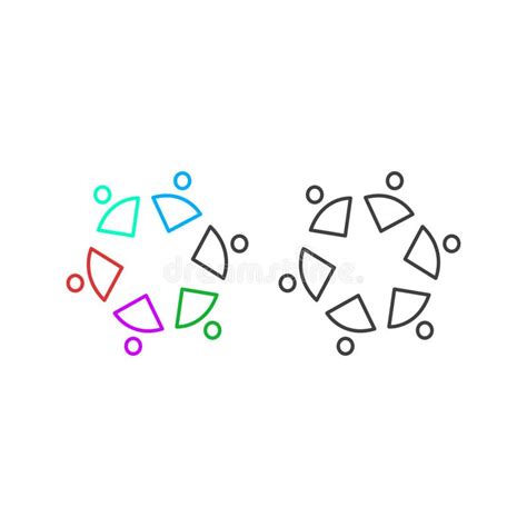 Colorful People Team Teamwork Sign Symbol Logo Stock Illustration