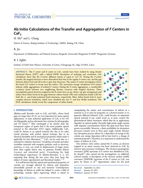 Pdf Ab Initio Calculations Of The Transfer And Aggregation Of F