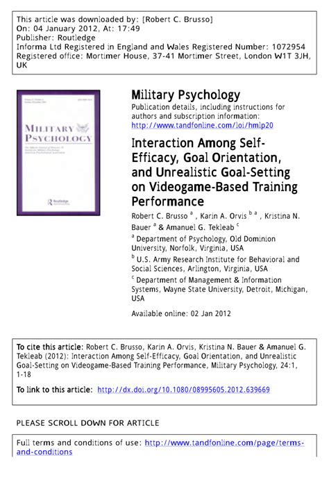 Pdf Interaction Among Self Efficacy Goal Orientation And Unrealistic Goal Setting On