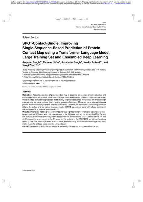 Pdf Spot Contact Single Improving Single Sequence Based Prediction