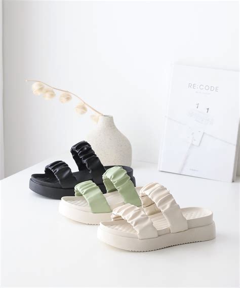 주름셔링 키높이 통굽 슬리퍼 6108