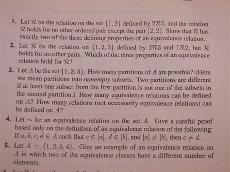 Equivalence Relations And Partitions